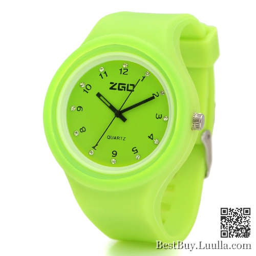 Women Wristwatch Silicone Crystal Jelly Rubber Bracelets 6color Sports ...